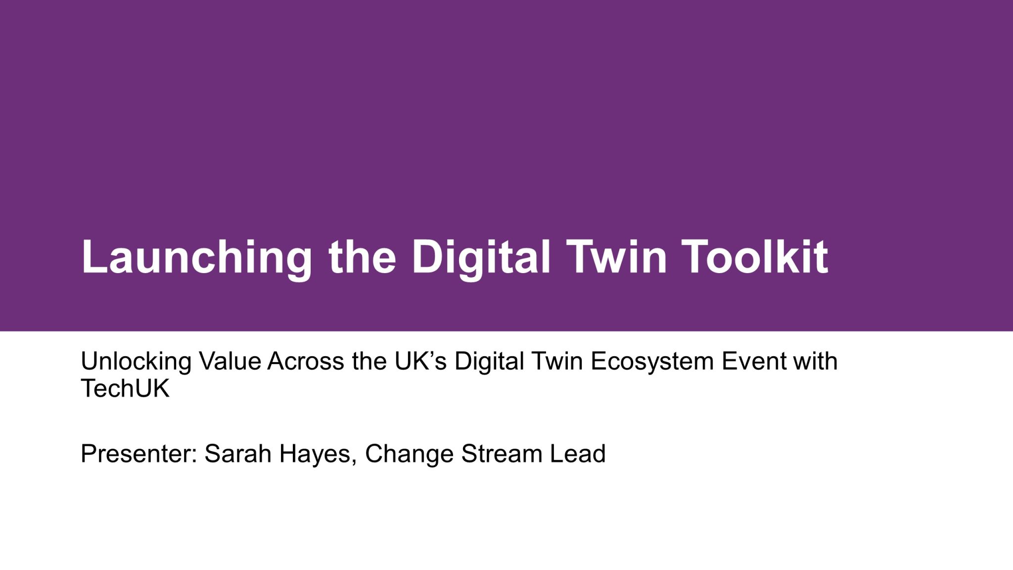 Launching the Digital Twin Toolkit presentation - Digital Twin Hub