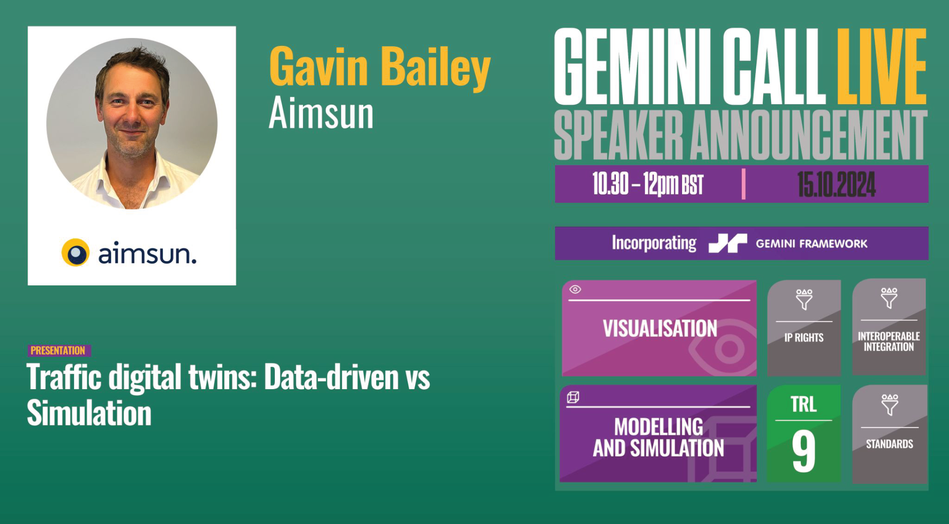 'Traffic digital twins: Data-driven vs simulation'- Gavin Bailey, Aimsun - Digital Twin Hub